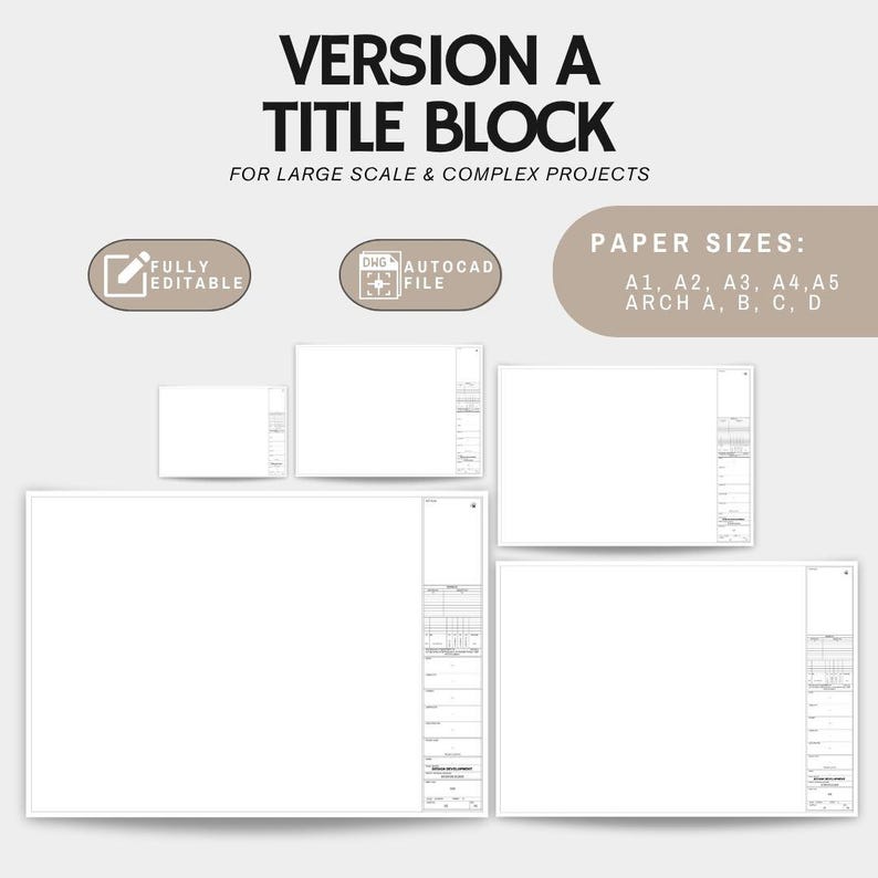 Autocad Title Block Template: 2 Professional Design Layout (digital ...