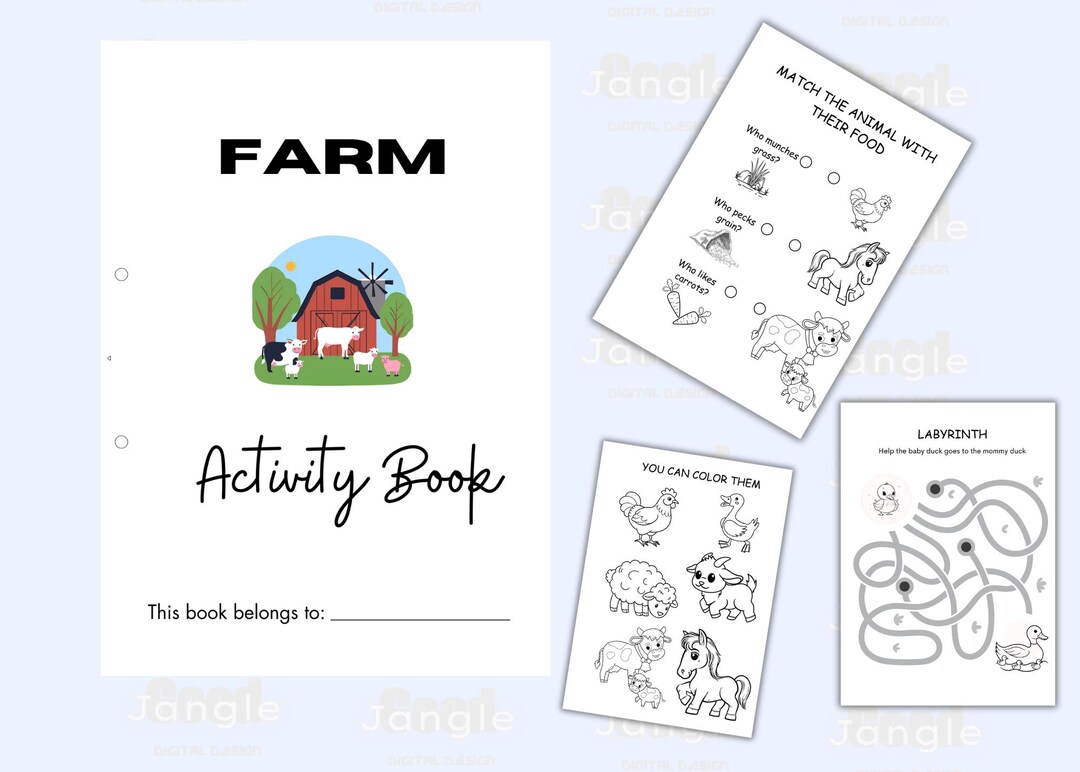 Simple Farm Coloring/activities Book Pages, Digital Download PDF File ...