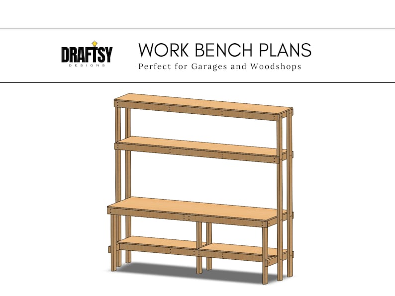 DIY Workbench Plans - Garage Work Table With Storage Shelves, 96 ...