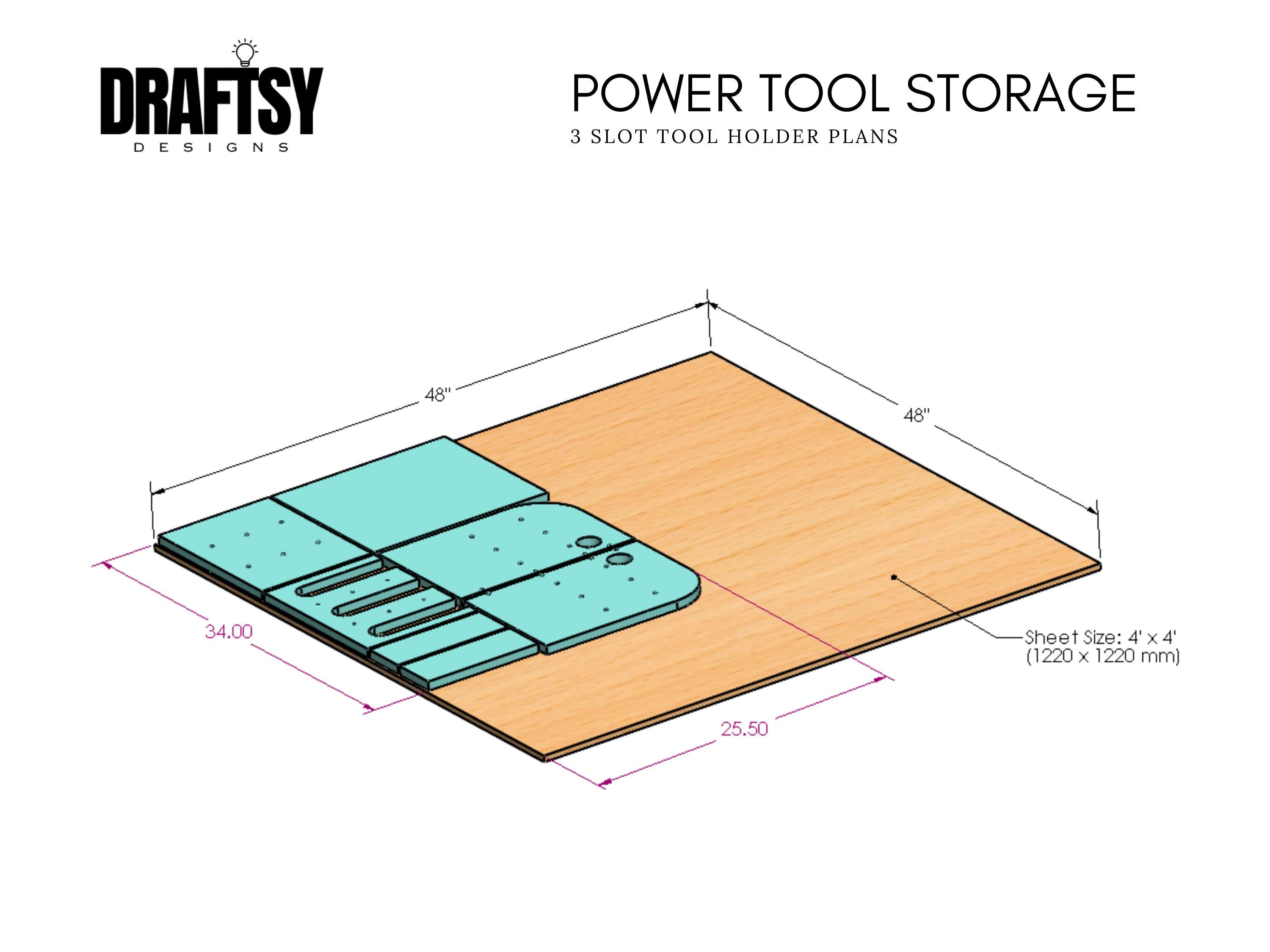 3 Slot Cordless Tool Organizer Plans - Drill Holder, Reciprocating Saw ...