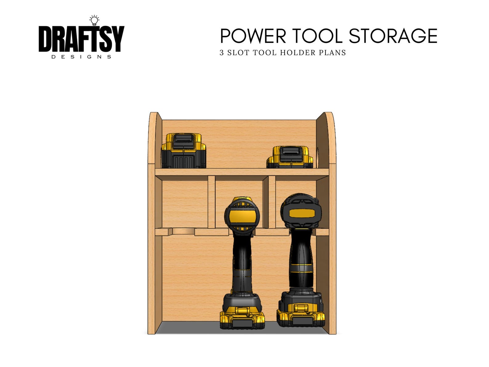 3 Slot Cordless Tool Organizer Plans - Drill Holder, Reciprocating Saw ...