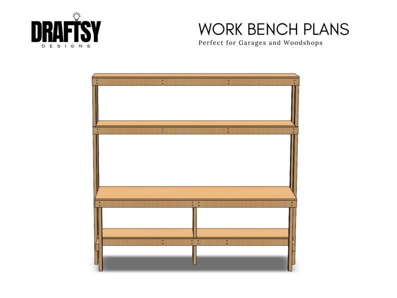 DIY Workbench Plans - Garage Work Table With Storage Shelves, 96 ...