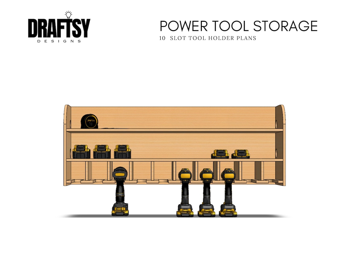 10 Slot Cordless Drill Storage Plans - Power Tool Organizer, DIY ...