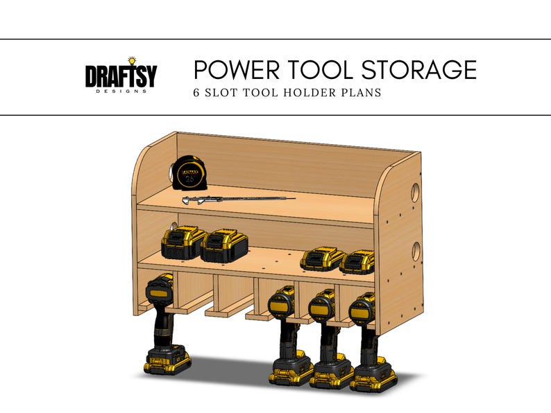 6 Slot Cordless Drill Storage Plans - Power Tool Organizer, DIY ...