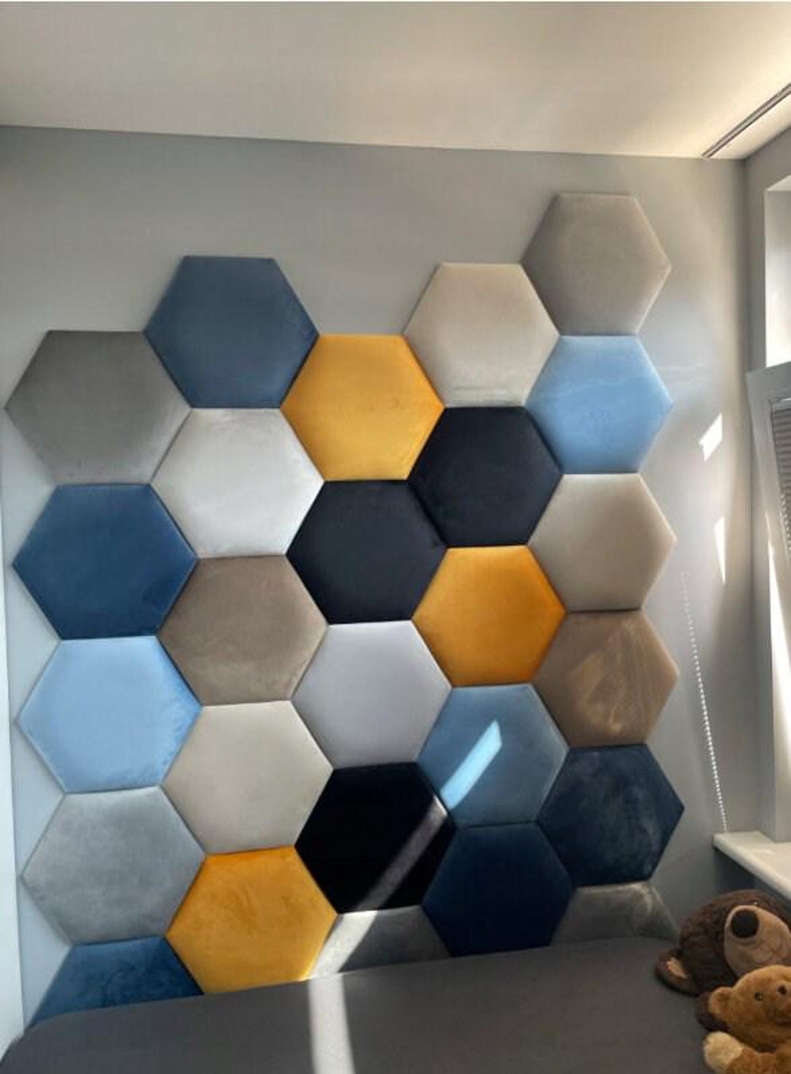 Upholstered Soft Bumper Wall Panels ( Soft Wall Padding) and Padded Boards, Head Panel, Hexagon ...