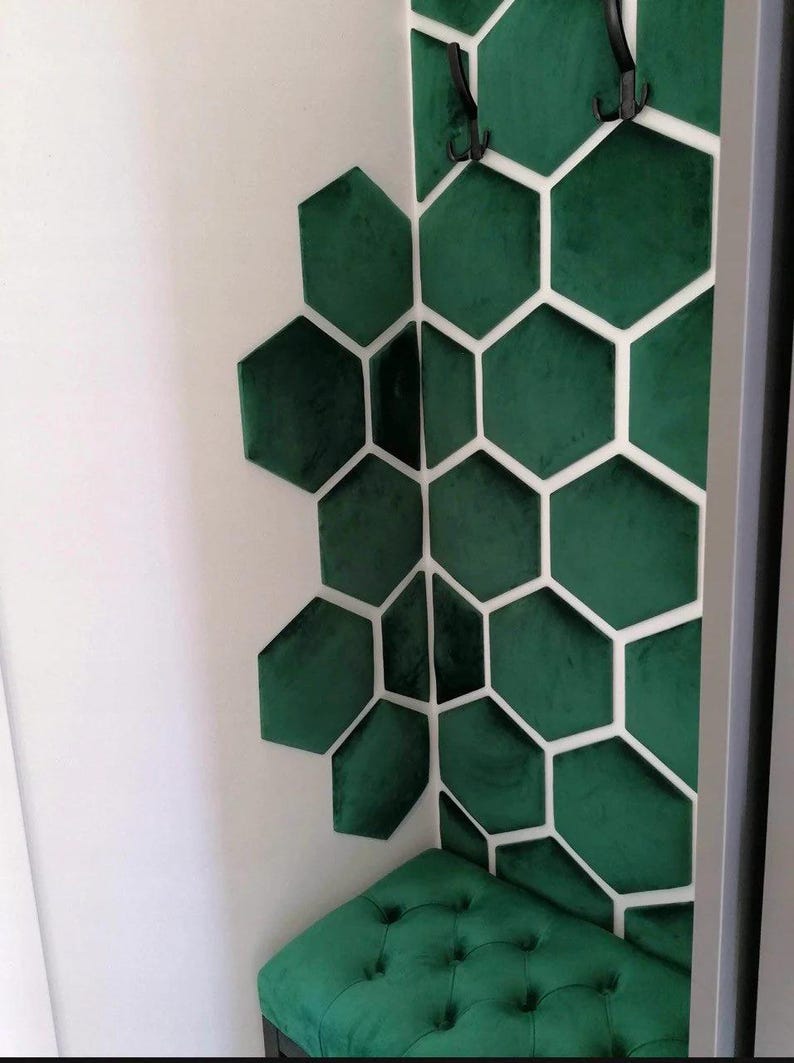 Upholstered Soft Bumper, Hexagon Veloured Wall Panel, Soft Wall Panels, Soft Headboard, Tailored ...