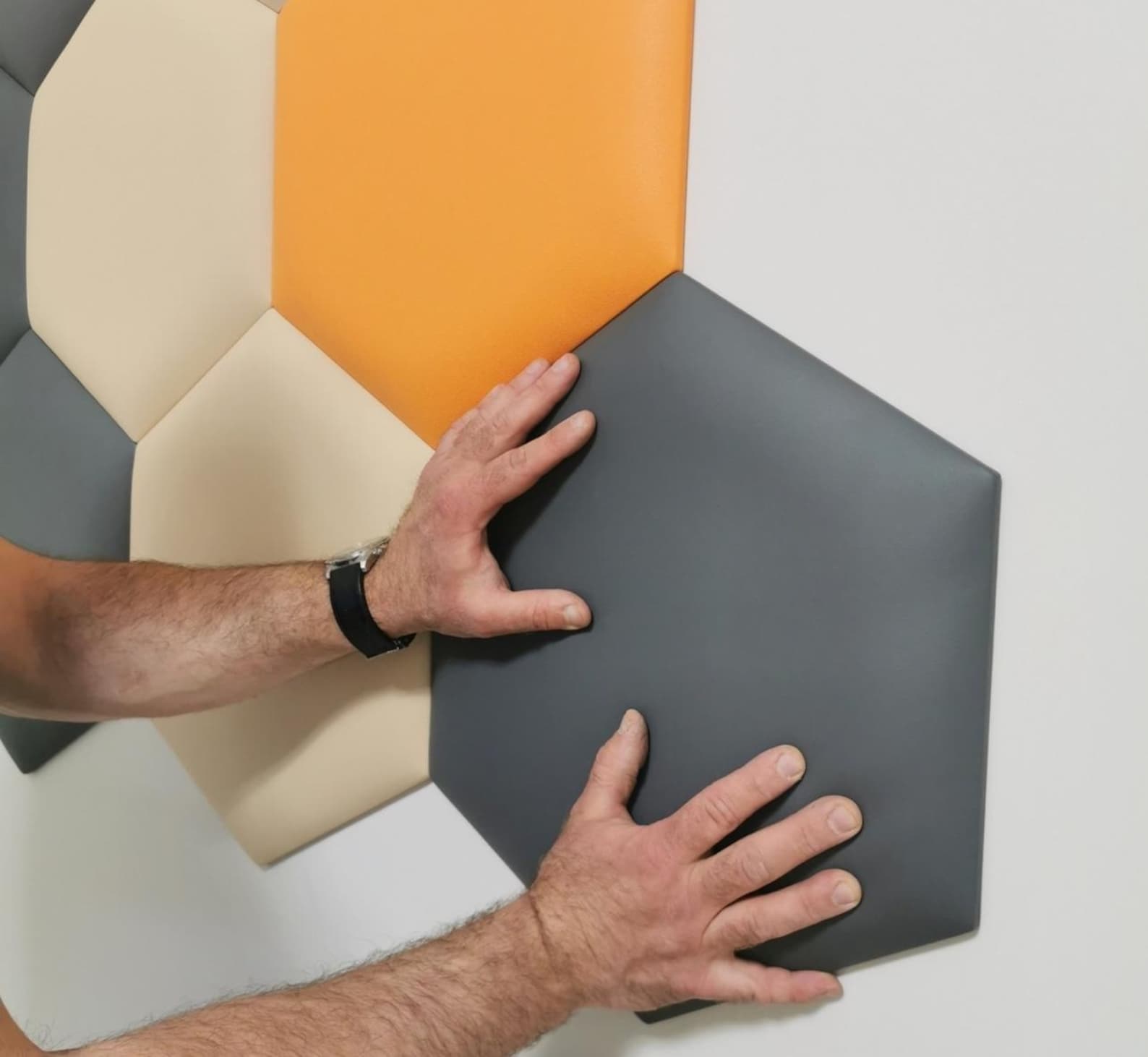 Upholstered Soft Bumper Wall Panels Soft Wall Padding and Padded Boards, Head Panel, Hexagon ...