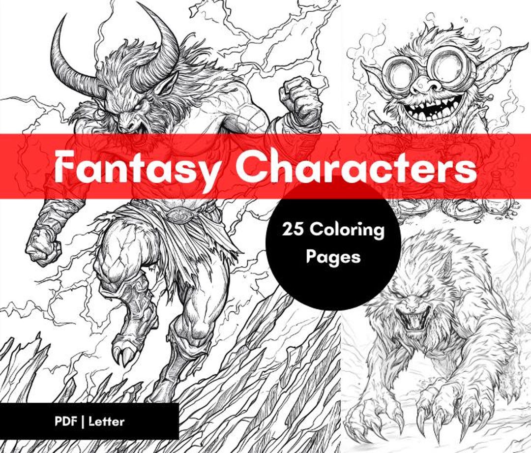 Coloring Pages | Fantasy Characters & Creatures | 25 Pages | for Kids ...