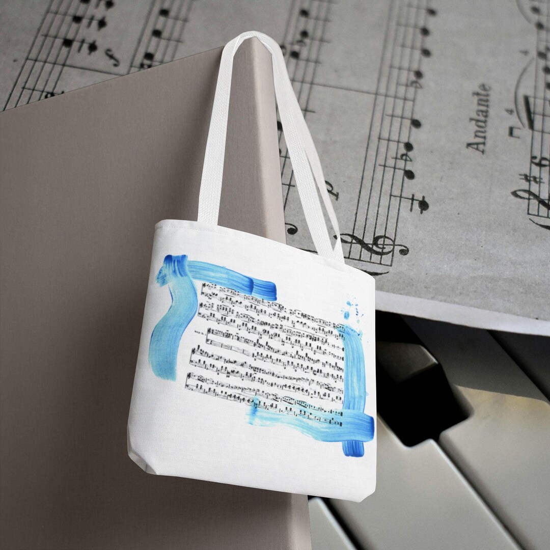 YONGAKU Musical Notes Tote Bag, Black or White Handles - Etsy