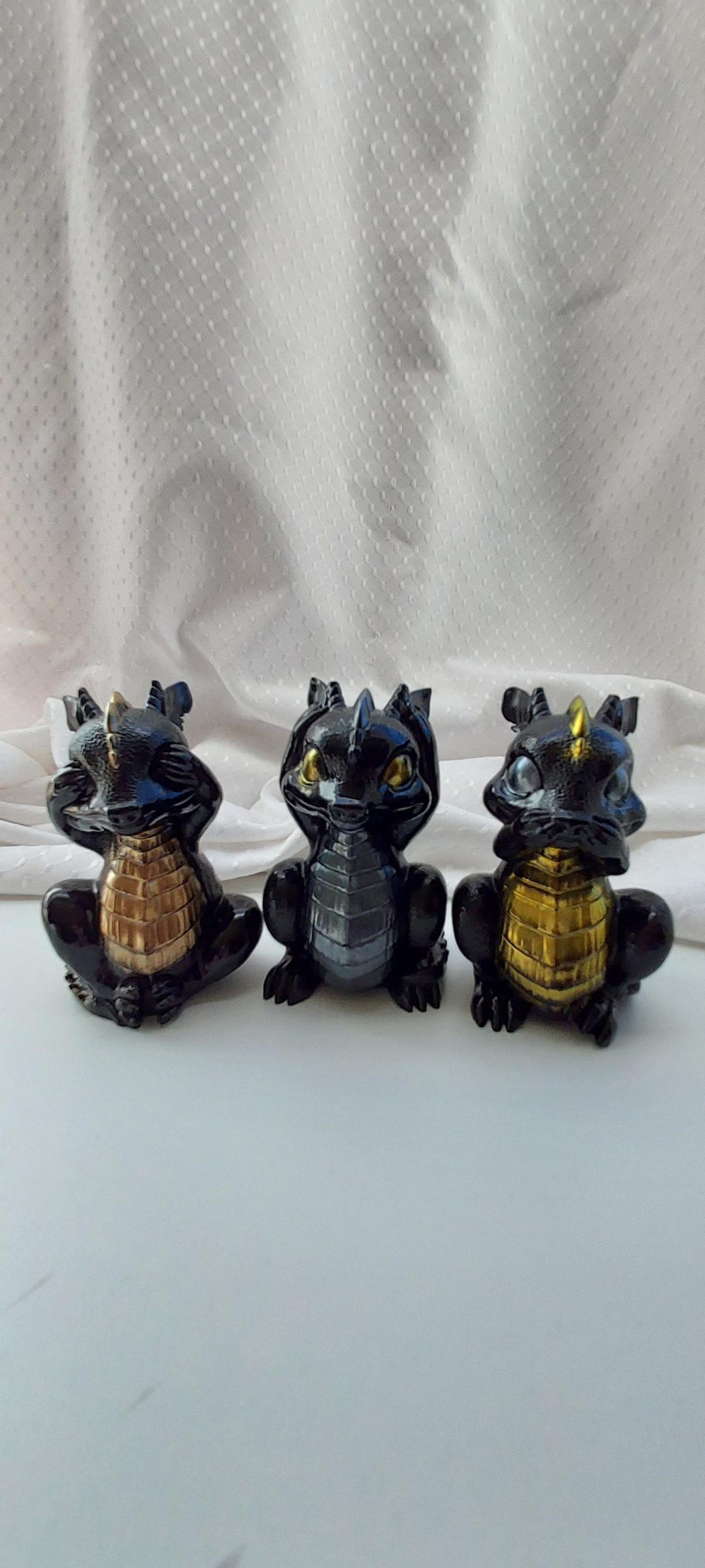 Customizable Epoxy Resin Dragon Set - "speak No Evil, Hear No Evil, See ...