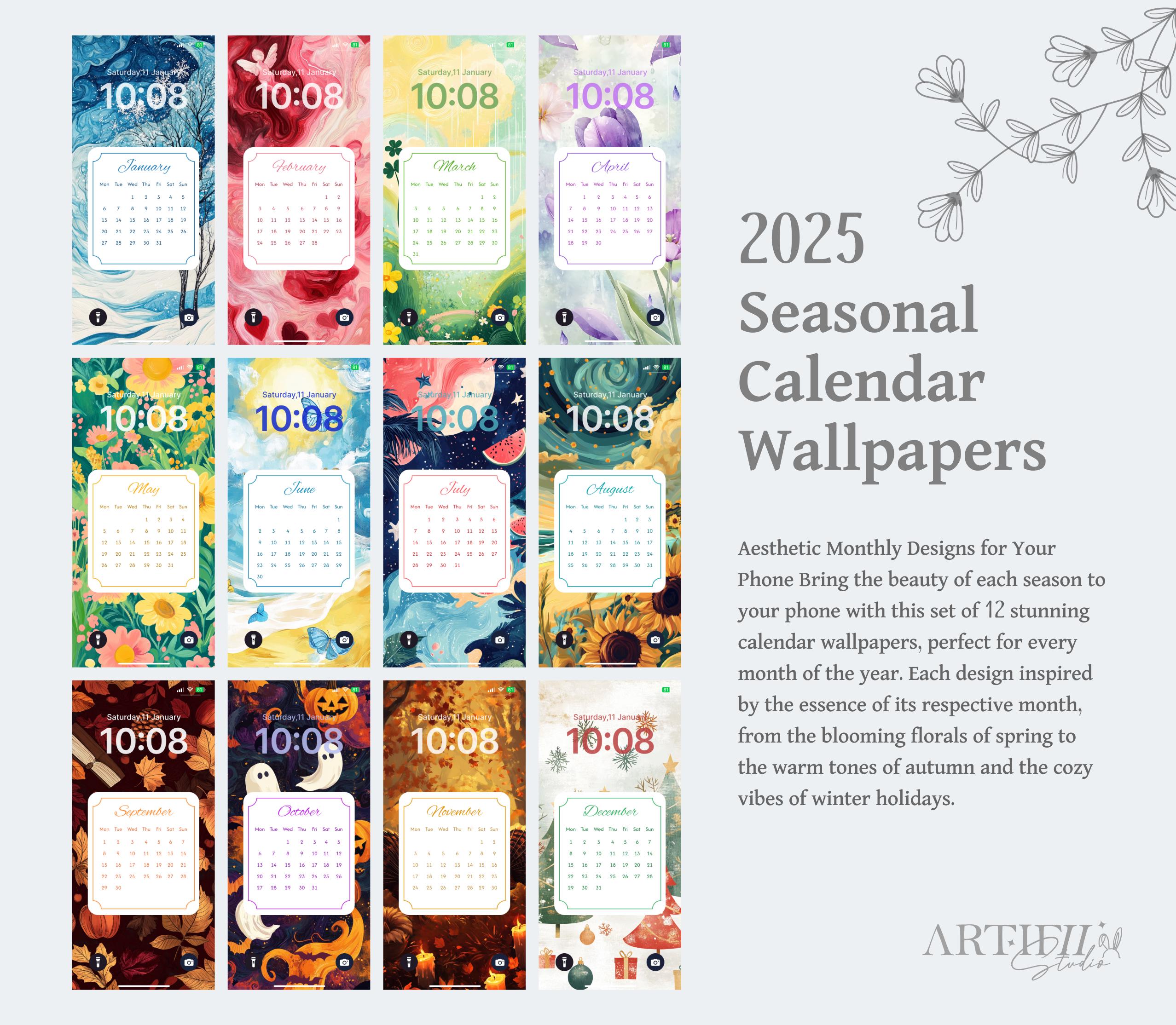 12x Wallpaper | 2025 Seasonal Calendar Wallpapers | Calendar | Magical ...