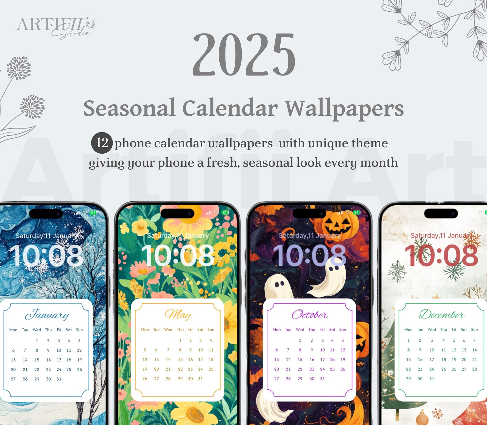 12x Wallpaper | 2025 Seasonal Calendar Wallpapers | Calendar | Magical ...