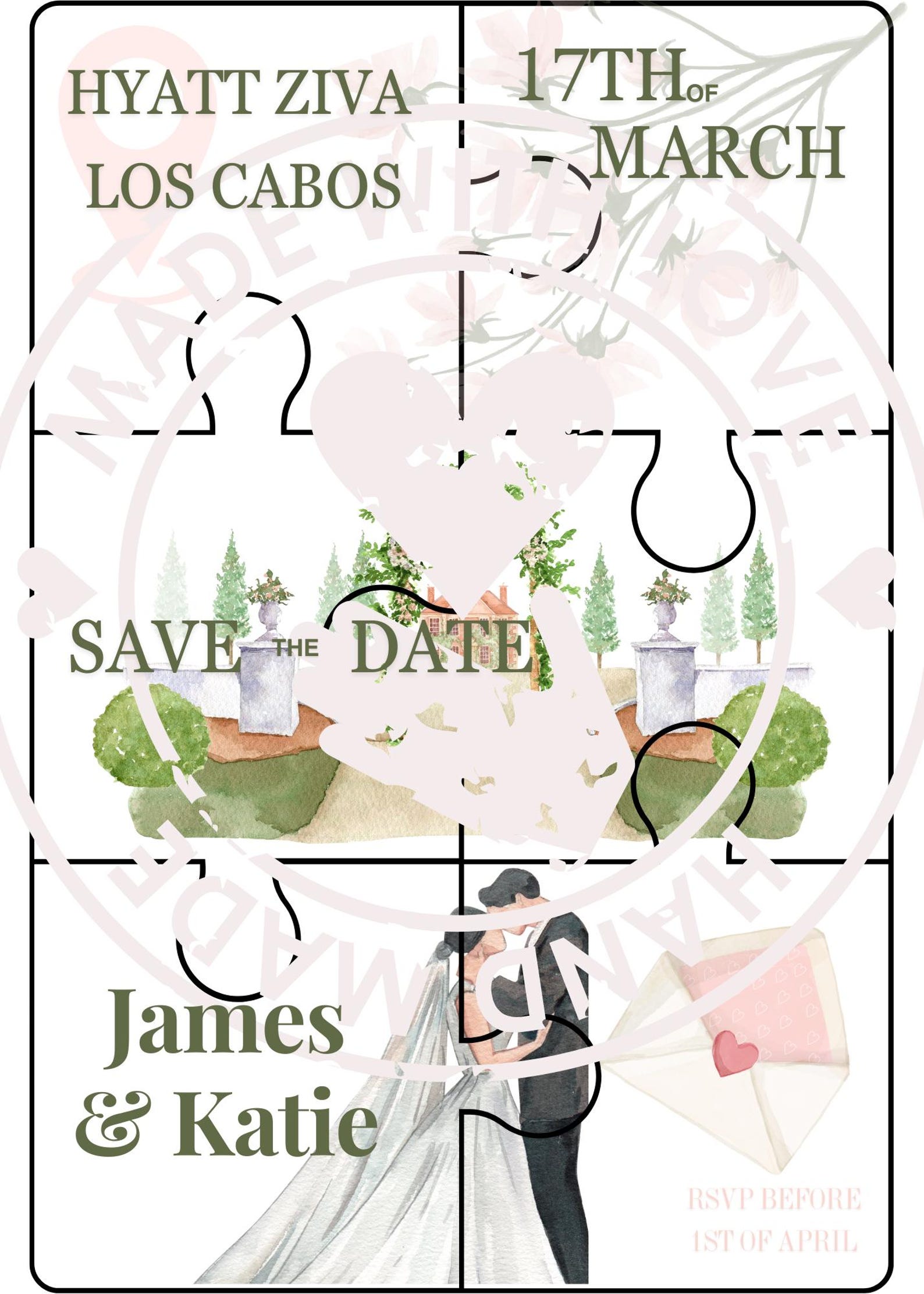 Customizable, Printable Puzzle Wedding Invitation. Ready to Edit, Print ...