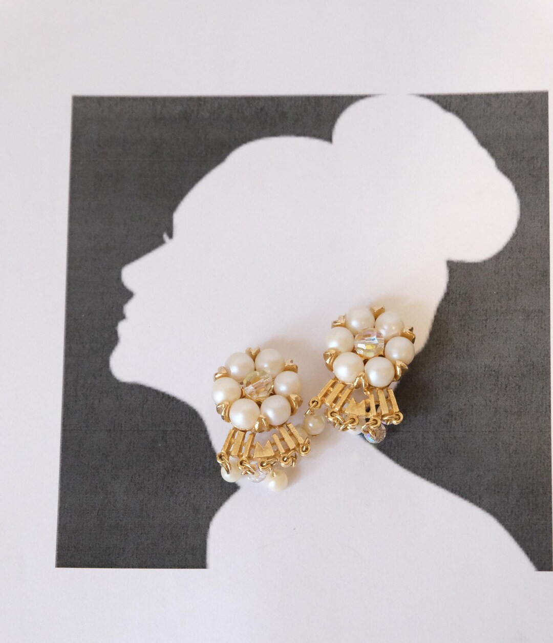 1980's Vintage Large Clip on Dangle Style Earrings Gold Coin Theme Clip ...