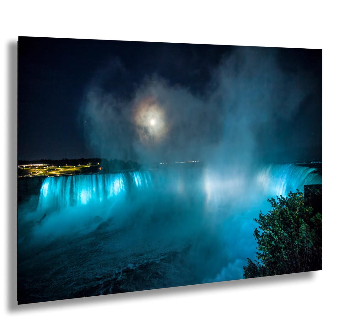 Moon Over Niagara Falls Print: Misty Waterfall Photo - Etsy