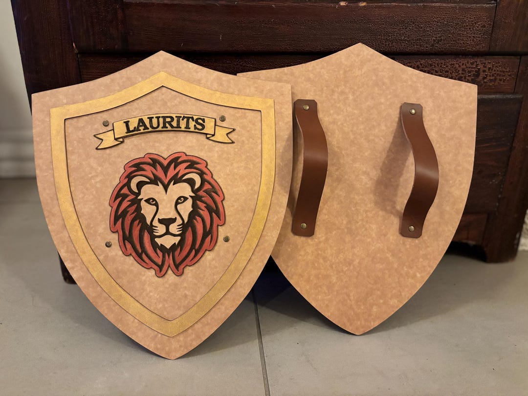 3D Toy Shield With Lion Head | SVG + DXF Digital Files for Laser Cutter ...