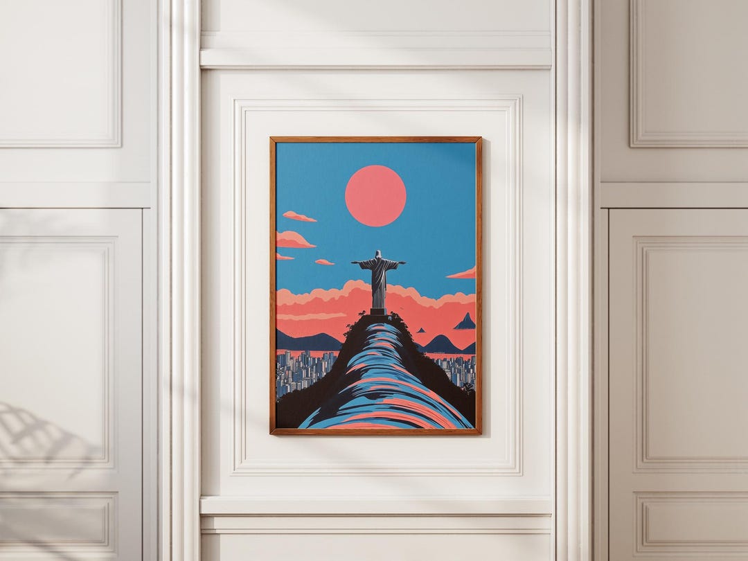 Neo-surrealist Art Print Featuring Christ the Redeemer, Vibrant Colors ...