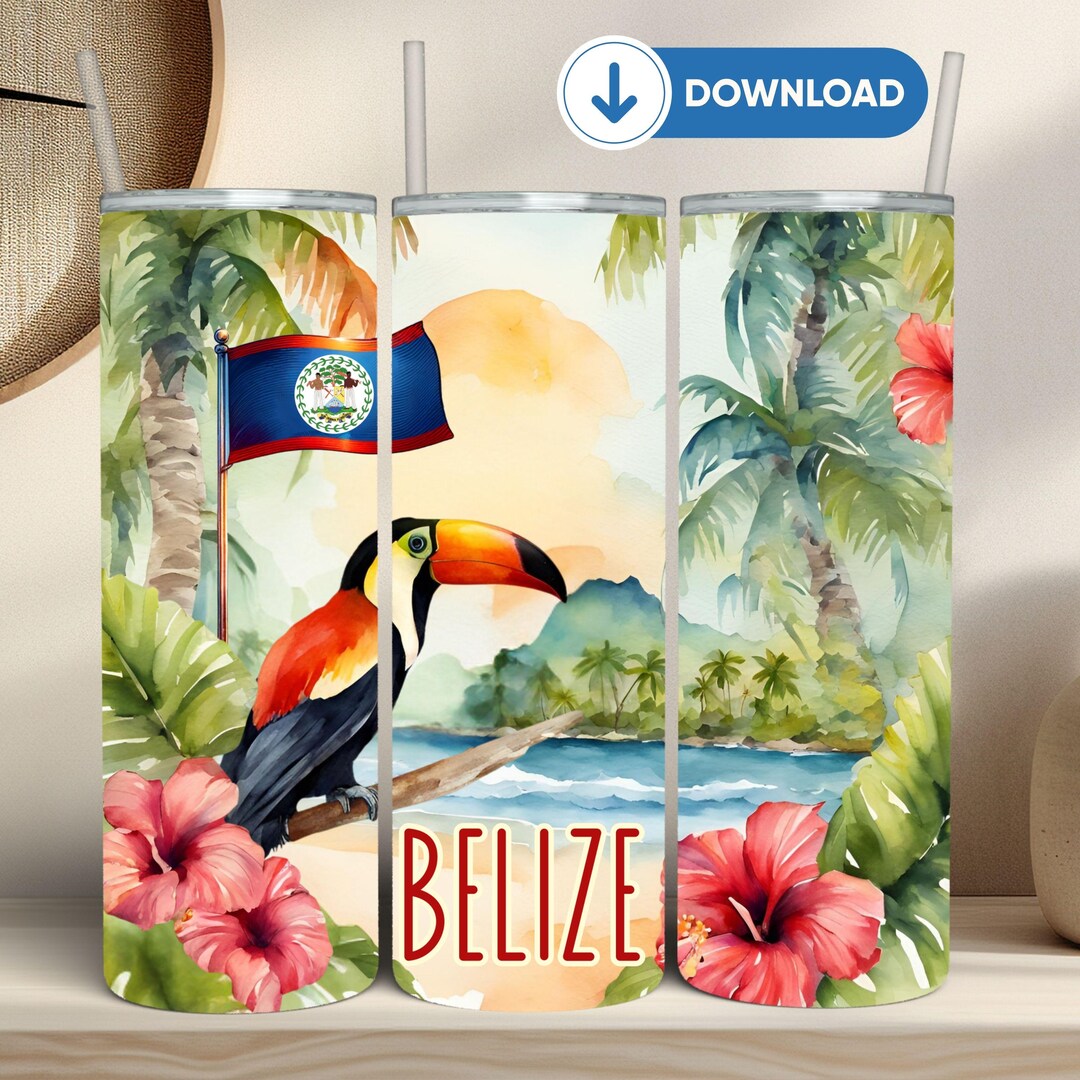 Belize Sublimation Tumbler PNG 20 Oz Skinny Tumbler Wrap Belize Gift Belize Trip 2025 Proud ...