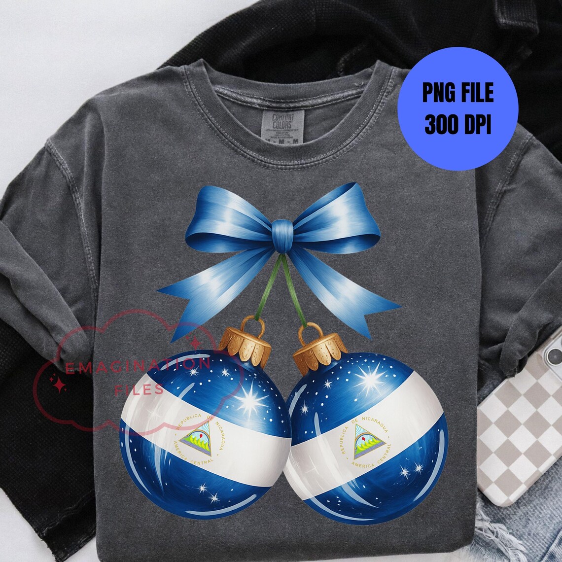 Nicaragua Christmas Baubles PNG Sublimation Christmas Shirt Nicaragua ...