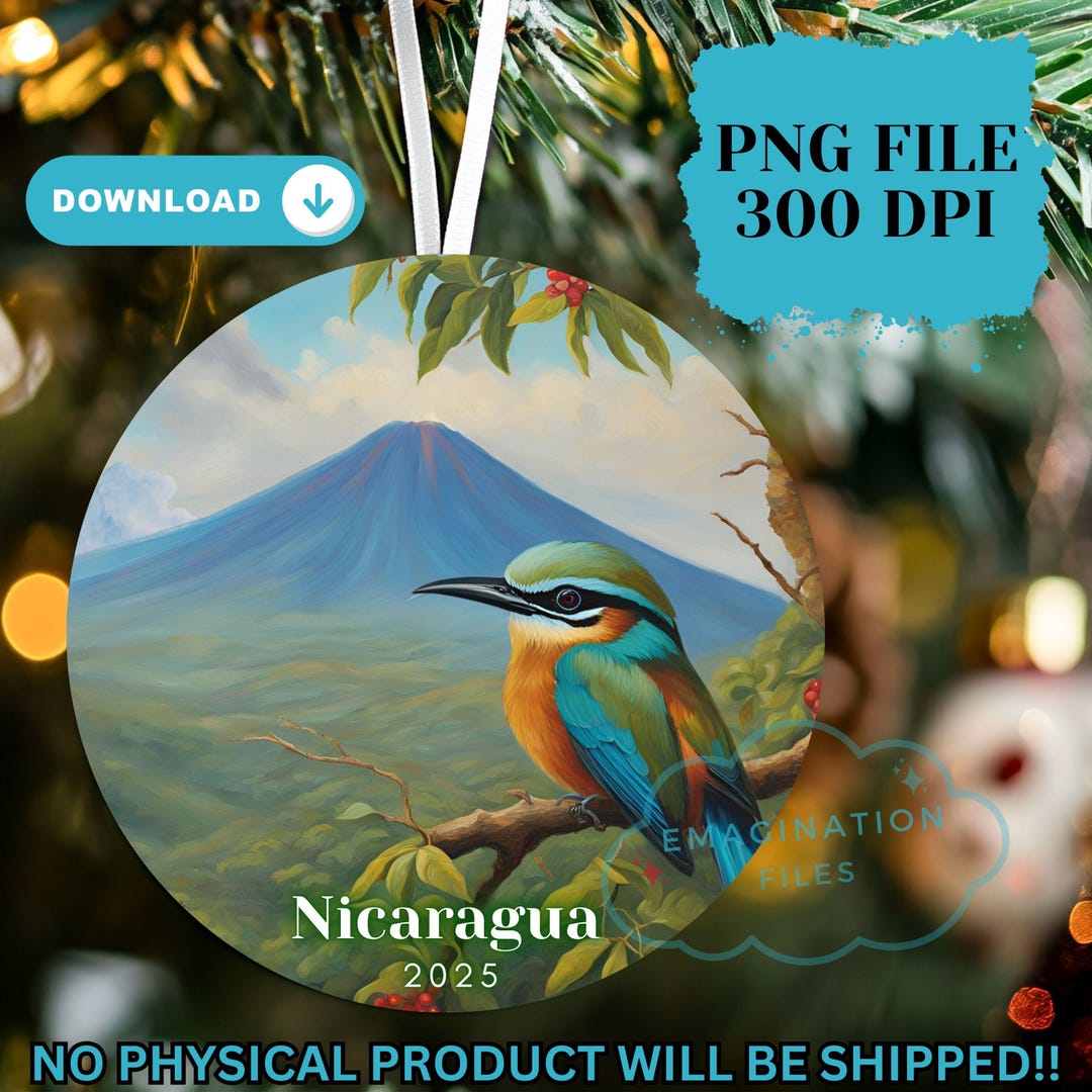 Nicaragua Christmas Ornament PNG Sublimation Nicaragua Gift Nicaragua ...