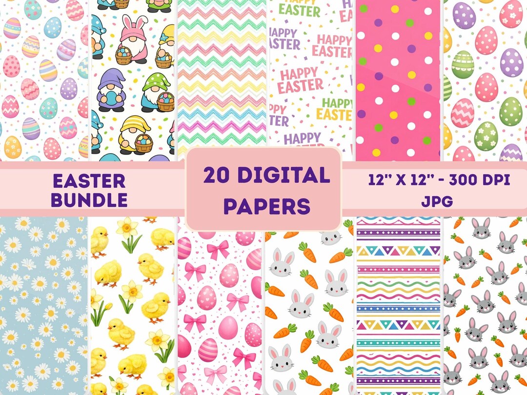Easter Digital Papers Bundle Scrapbooking Paper Craft Pattern Easter ...