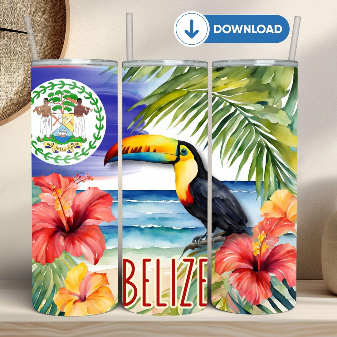 Belize Sublimation Tumbler PNG 20 Oz Skinny Tumbler Wrap Belize Gift Belize Trip 2025 Proud ...