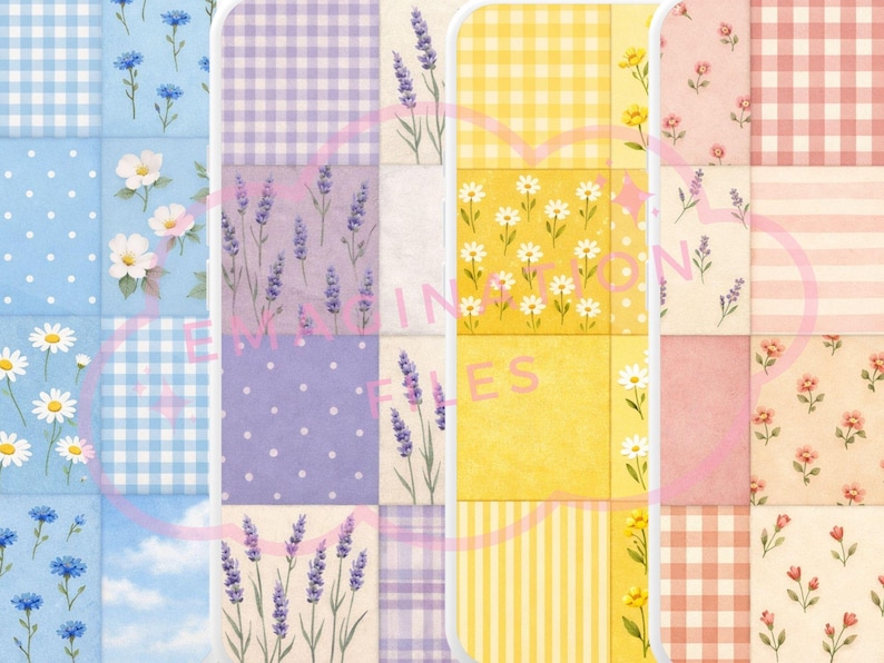 Floral Patchwork Digital Paper Bundle Spring Backgrounds (digital ...