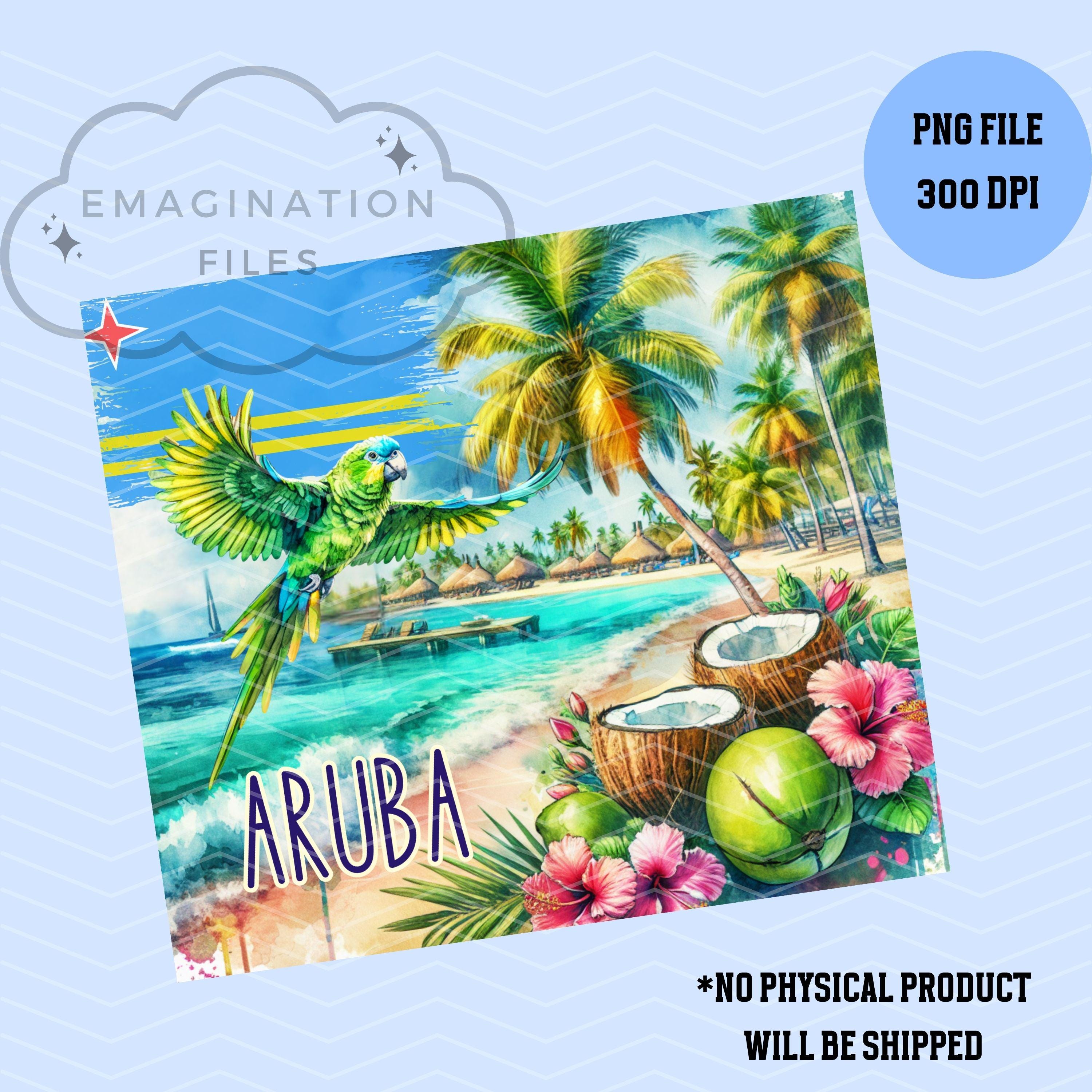 Aruba Sublimation Tumbler PNG 20 Oz Skinny Tumbler Wrap Aruba Flag PNG ...