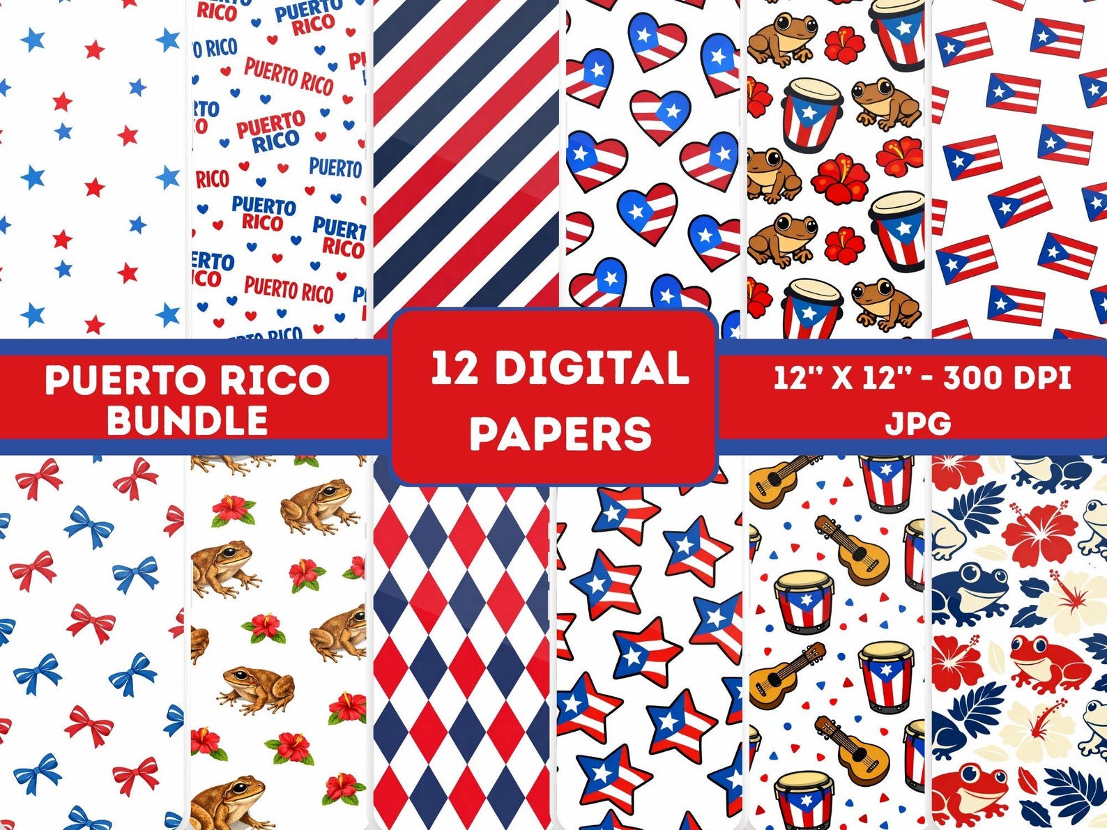 Puerto Rico Printable Backgrounds Puerto Rico Digital Papers Bundle ...