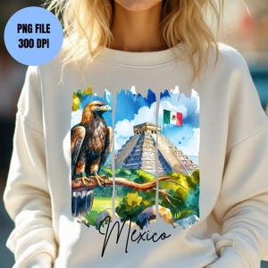 Mexico Flag PNG Sublimation Design, Chichen Itza Art (digital Download ...
