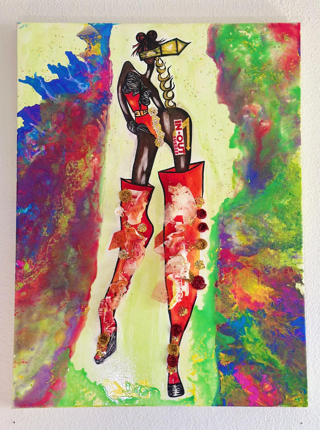Queen Inna Pop Art Painting: Mixed Media, Recycled In-n-out Wrappers ...