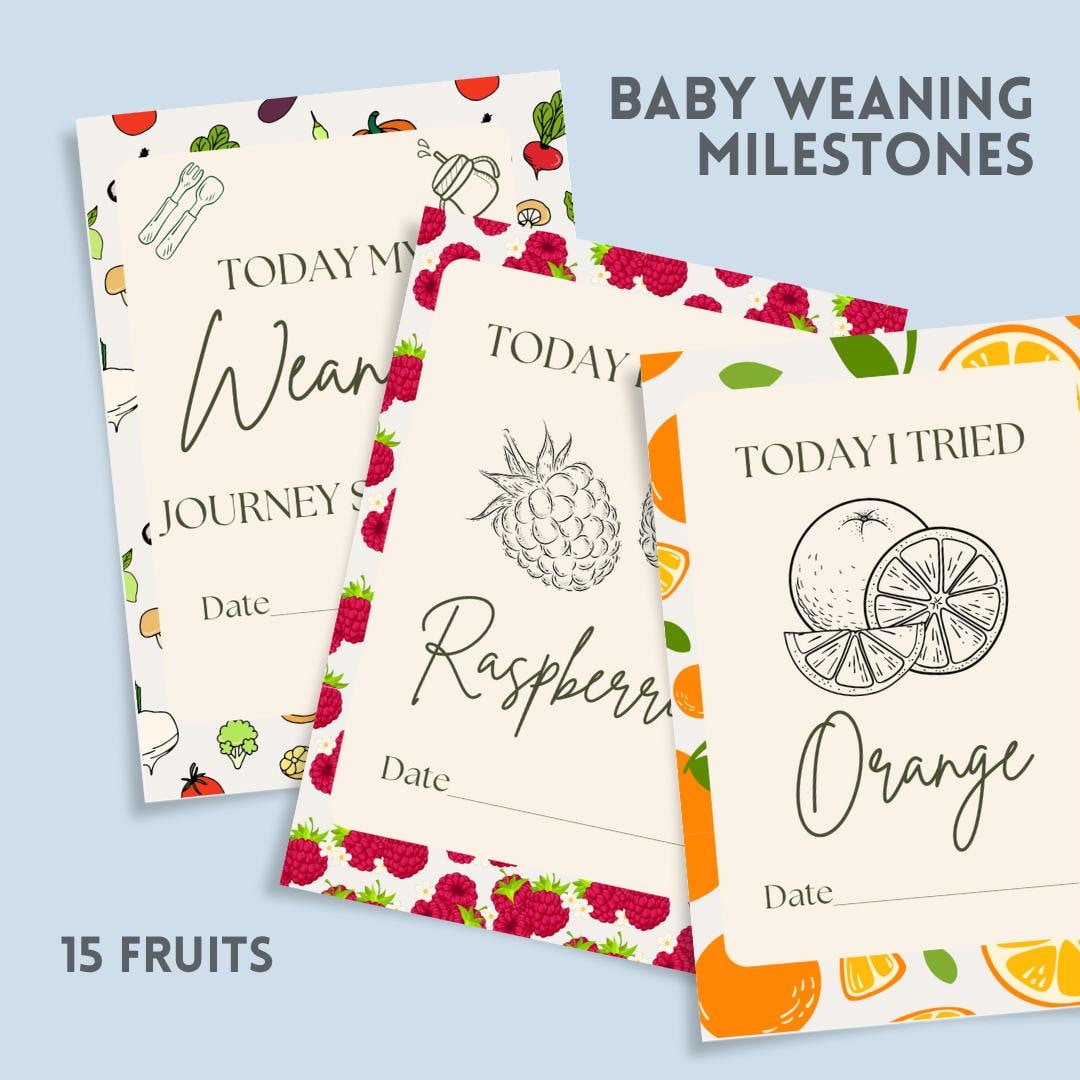 Printable Baby Weaning Milestone Cards Fruits - Etsy
