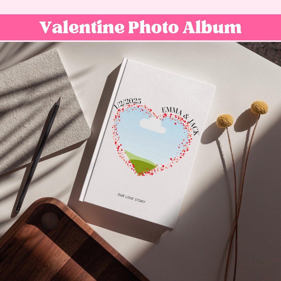 40 Page Valentine's Day Photo Book, Couples Custom Photo Album, Canva ...