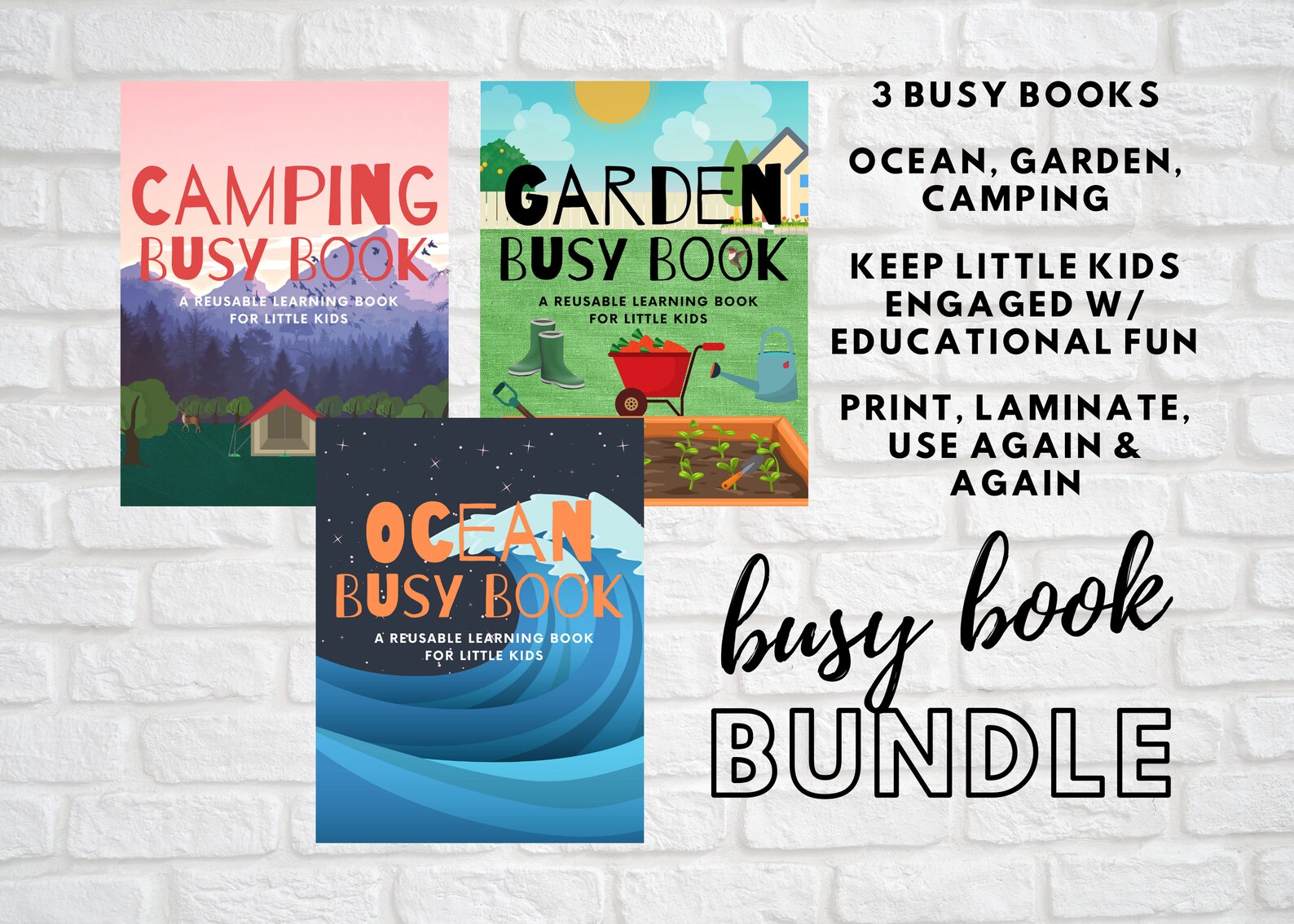 Busy Book Bundle/3 Printable Quiet Books for Little Kids/ocean, Garden ...