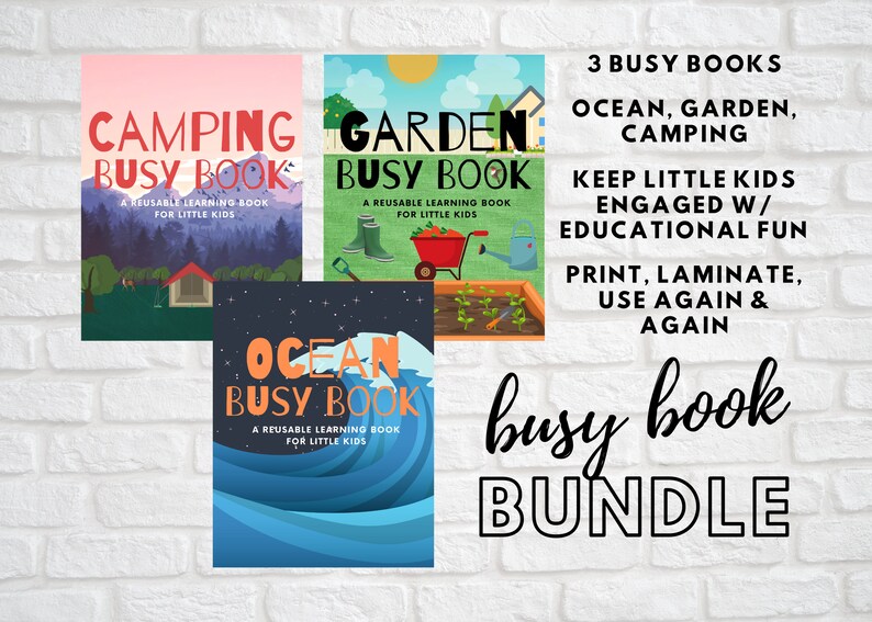 Busy Book Bundle/3 Printable Quiet Books for Little Kids/ocean, Garden ...