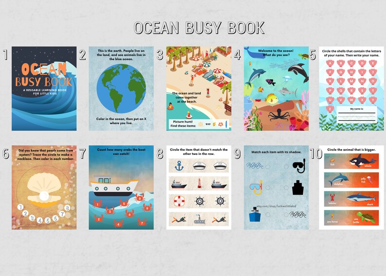 Busy Book Bundle/3 Printable Quiet Books for Little Kids/ocean, Garden ...