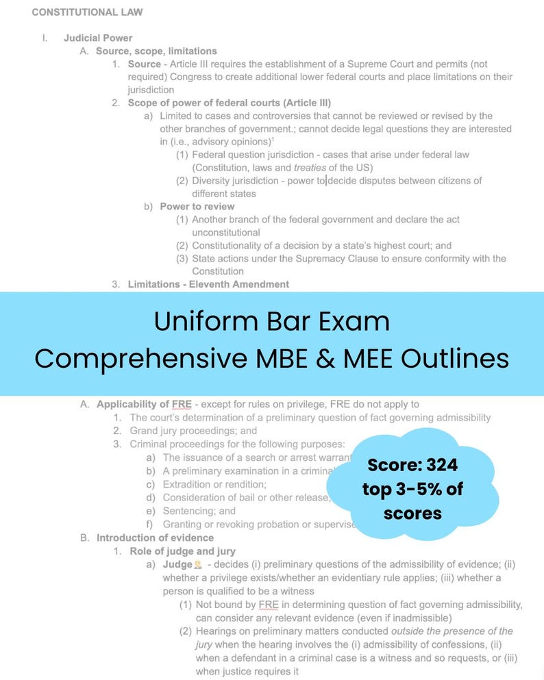 Uniform Bar Exam Outlines MBE & MEE Bar Prep, US Bar Exam, Bar Review ...