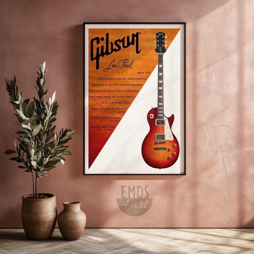 Les Paul Iconic Electric Guitar Posters. Fender, Gibson, Gretsch ...