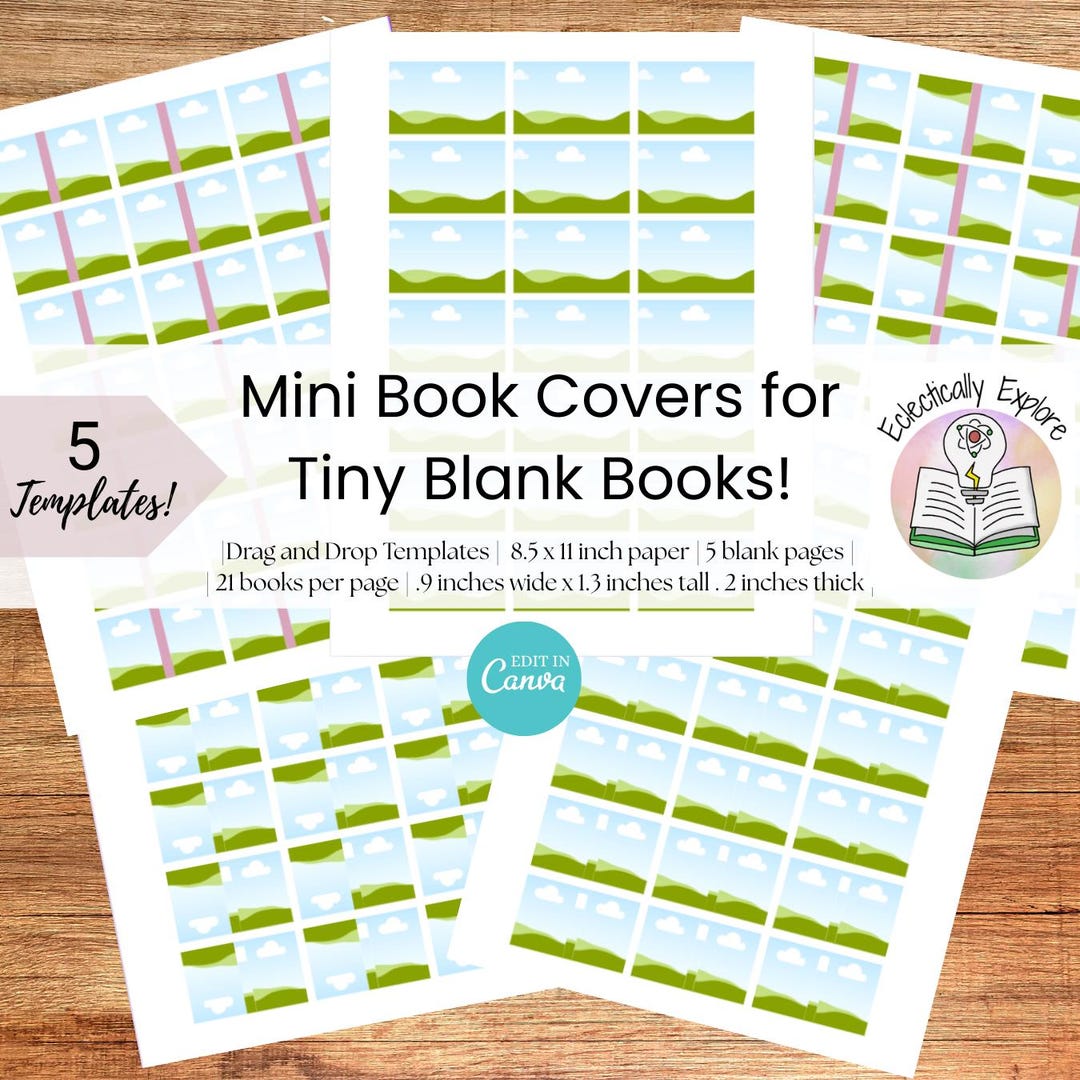 Mini Book Covers for Tiny Blank Books | TBR | Tiny Book Cover | Canva ...