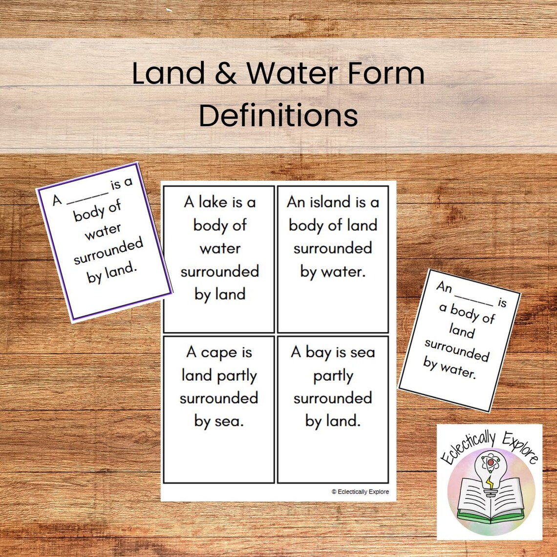 Land and Water Form Definition Cards | Elementary Montessori Definition ...
