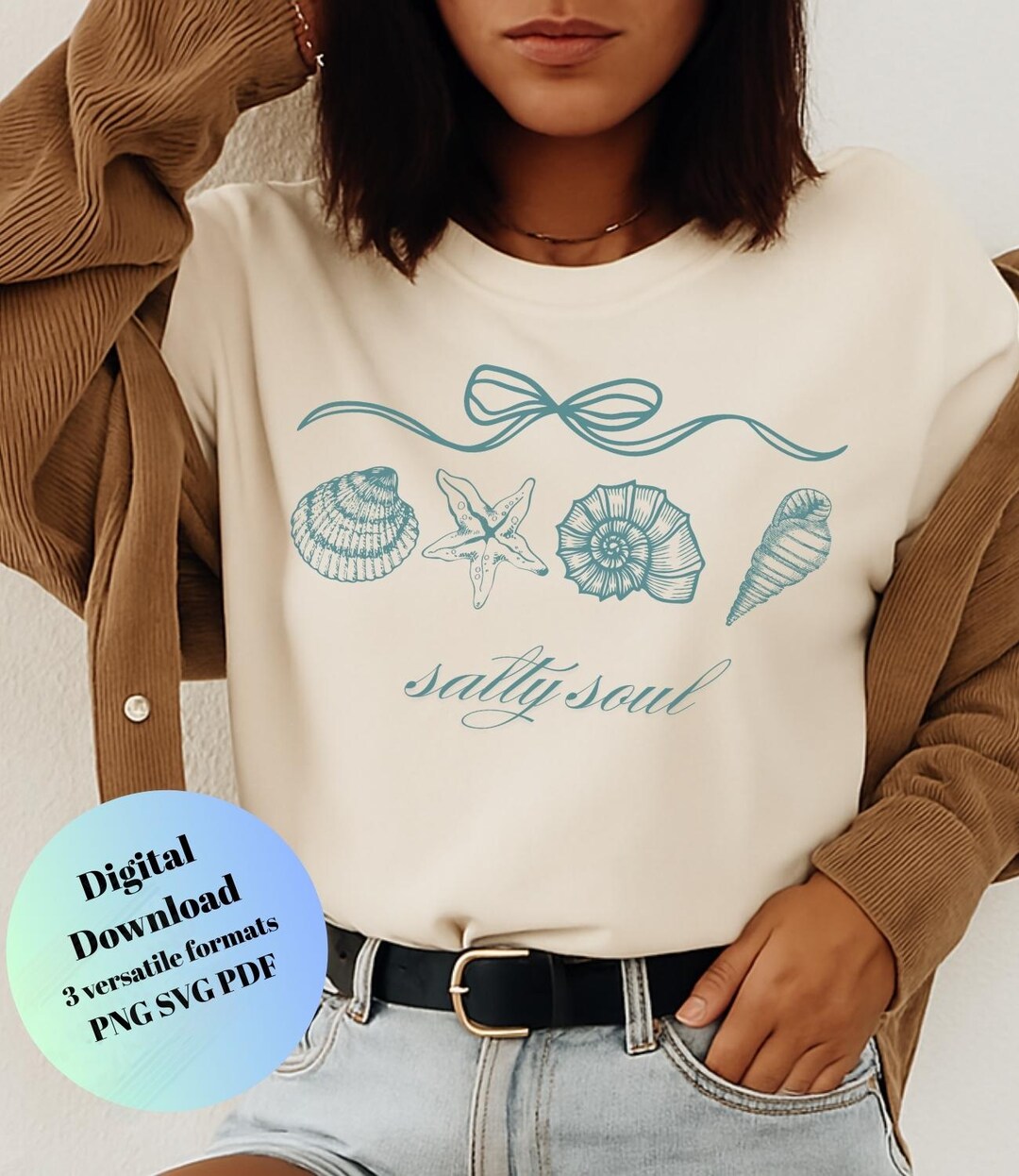 Coquette Beach SVG PND PDF Salty Soul Nautical Clipart Starfish Shell ...