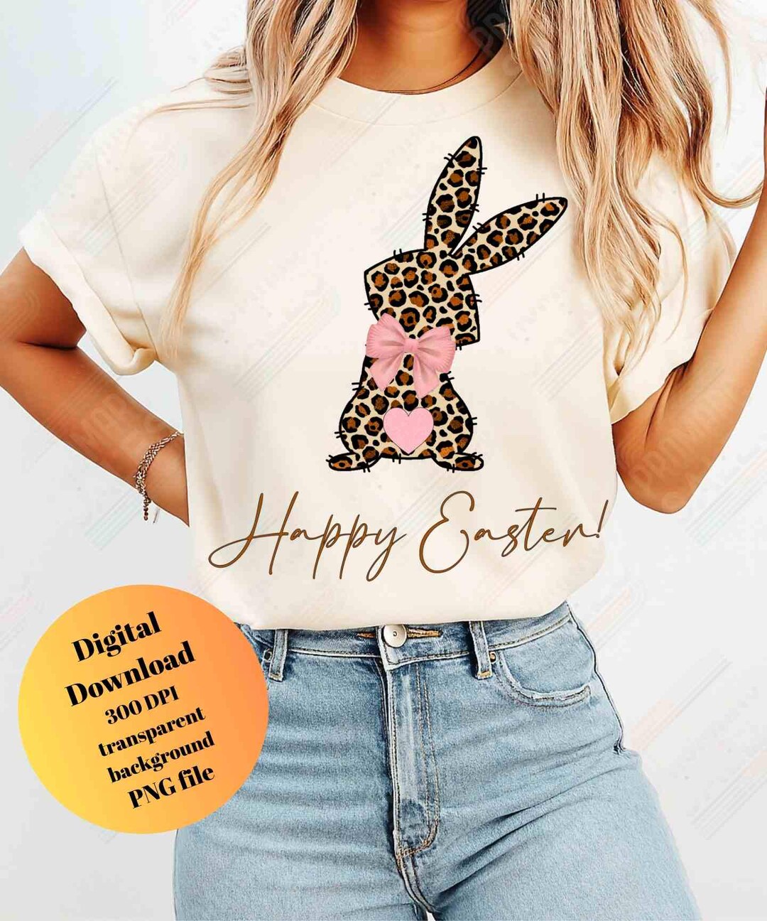 Happy Easter Leopard Print Bunny Png, Retro Coquette Easter Bunny Png ...