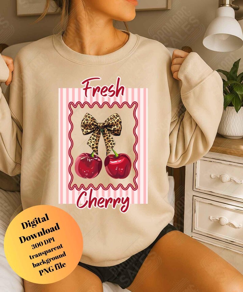 Coquette Leopard Print Cherry Design: PNG File for Sublimation Postage ...