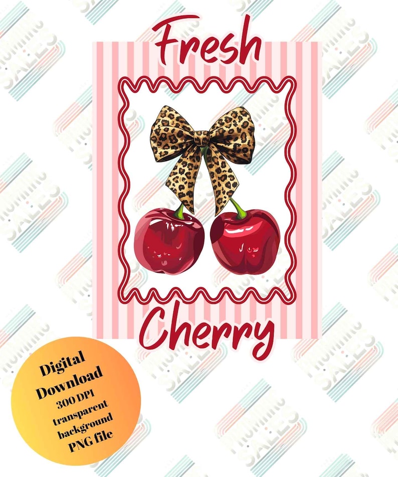 Coquette Leopard Print Cherry Design: PNG File for Sublimation Postage ...