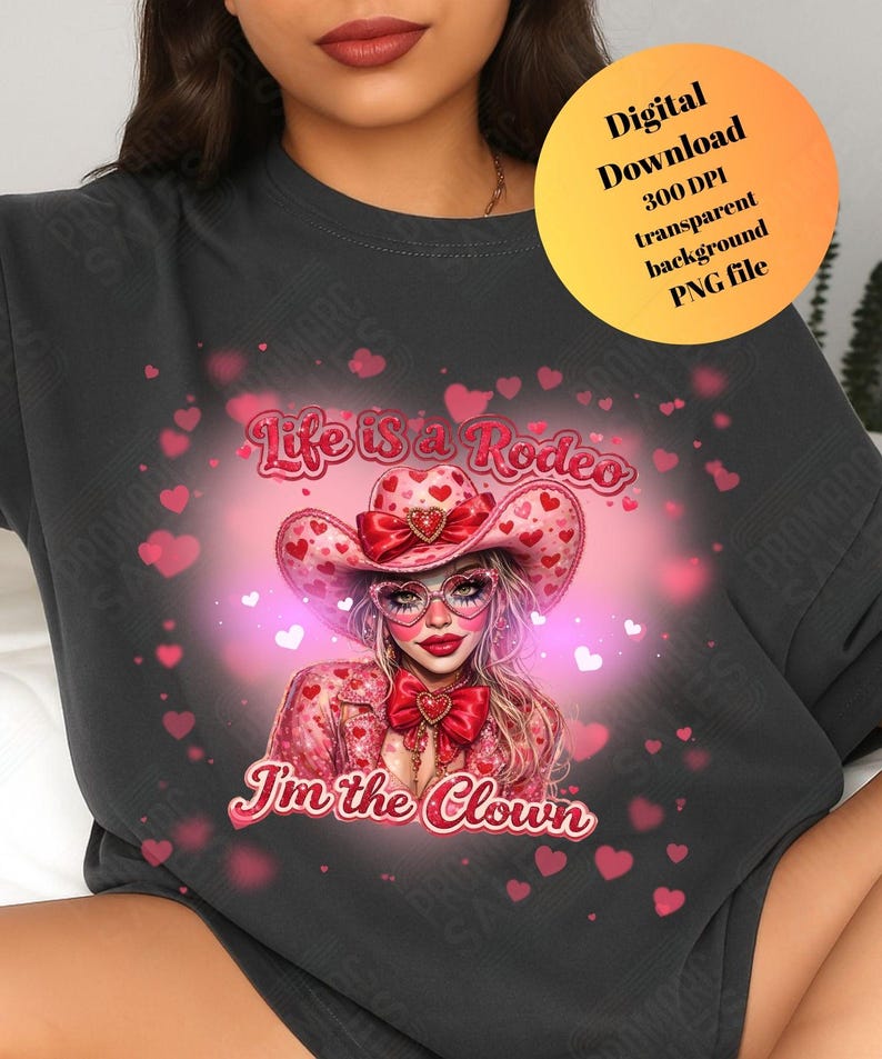 Life is a Rodeo I’m the Clown Western PNG, Valentine Clown Cowgirl ...
