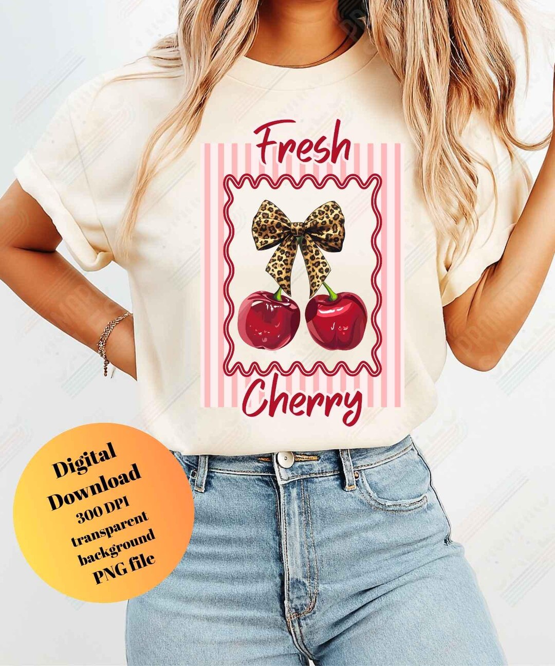 Coquette Leopard Print Cherry Design: PNG File for Sublimation Postage ...