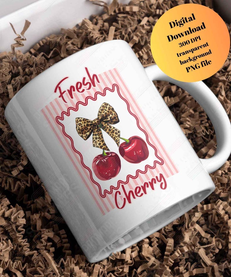 Coquette Leopard Print Cherry Design: PNG File for Sublimation Postage ...