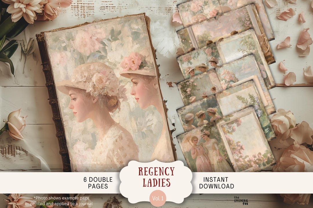 Regency Era Junk Journal Pages 6 Digital Scrapbook Papers 11 X 8.5" Art ...