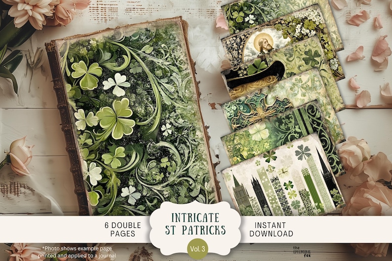 Intricate St Patricks Day Junk Journal Pages 6 Digital Scrapbook Paper ...