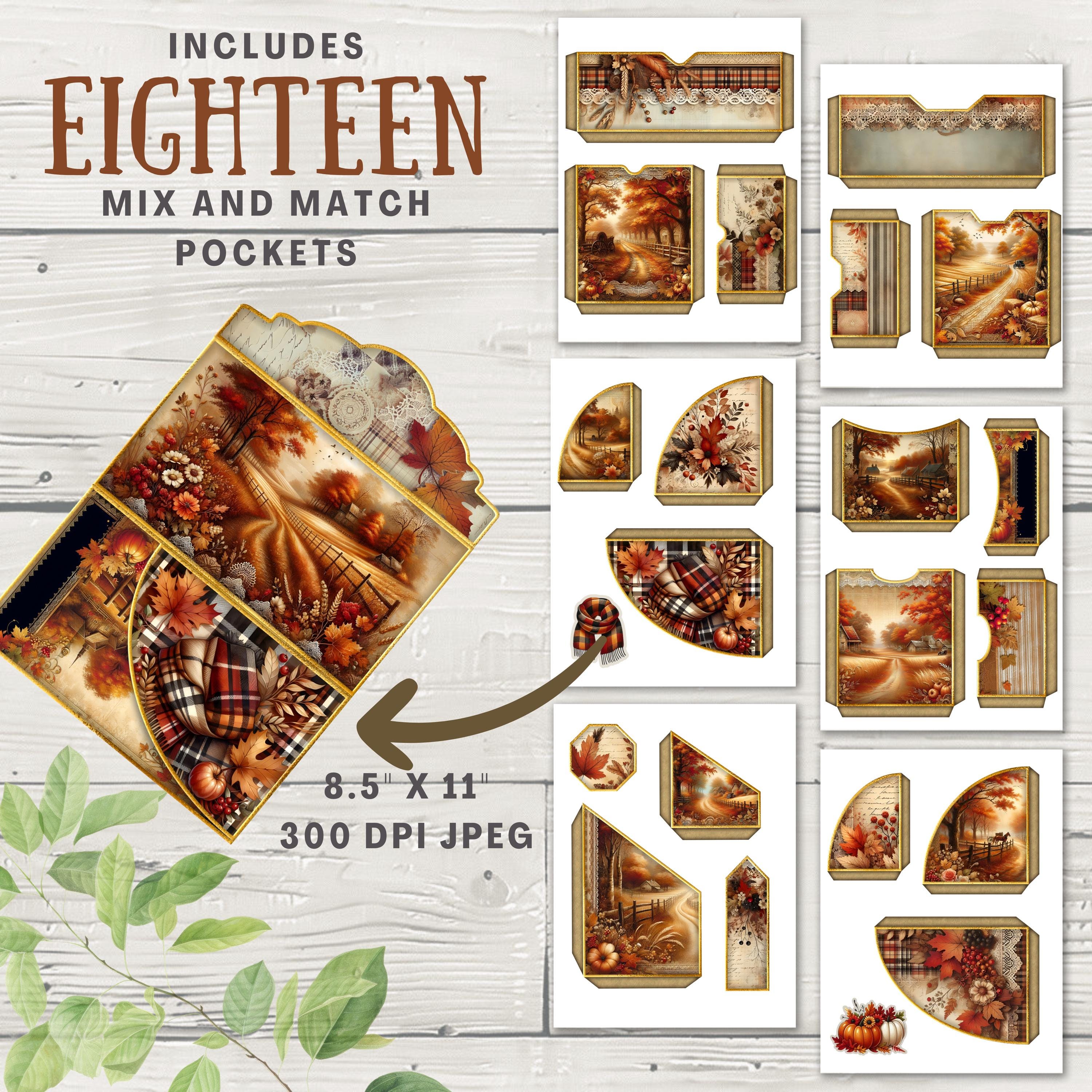 Autumn Lace Junk Journal Folio, 16 Digital Mix and Match Pages and ...